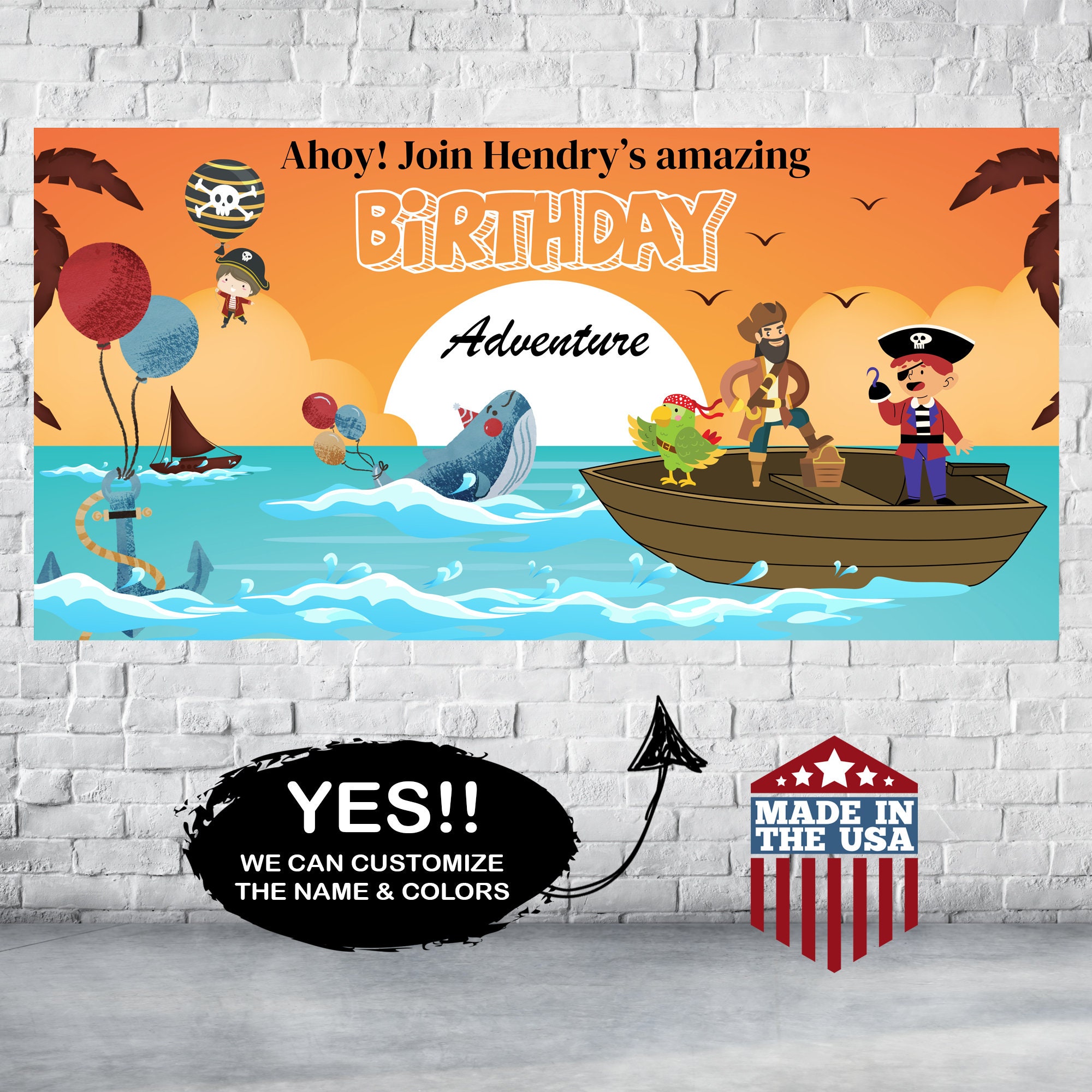 Customized Happy Birthday Banner for Boys – Ahoy, Matey! Personalized ...