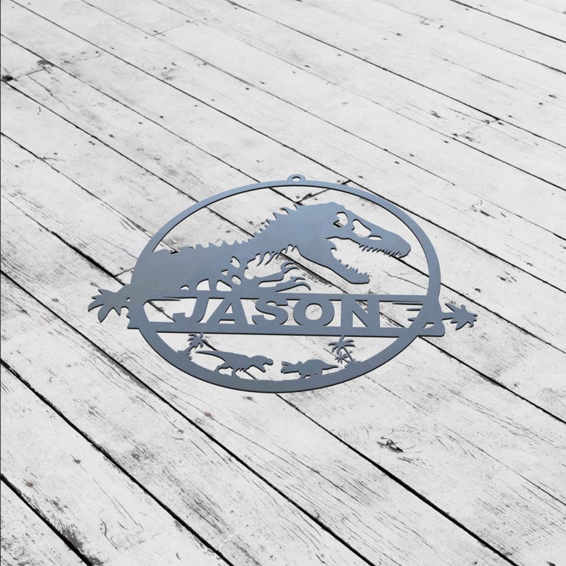 Custom Dinosaur Metal Sign,t-rex Dinosaur Metal Wall Art, Tyrannosaurus ...