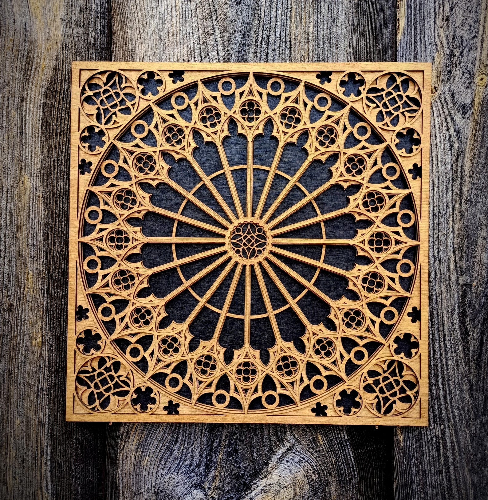 Multilayer Gothic Cathedral Rosette Window, Wooden Wall Decor Art - Etsy