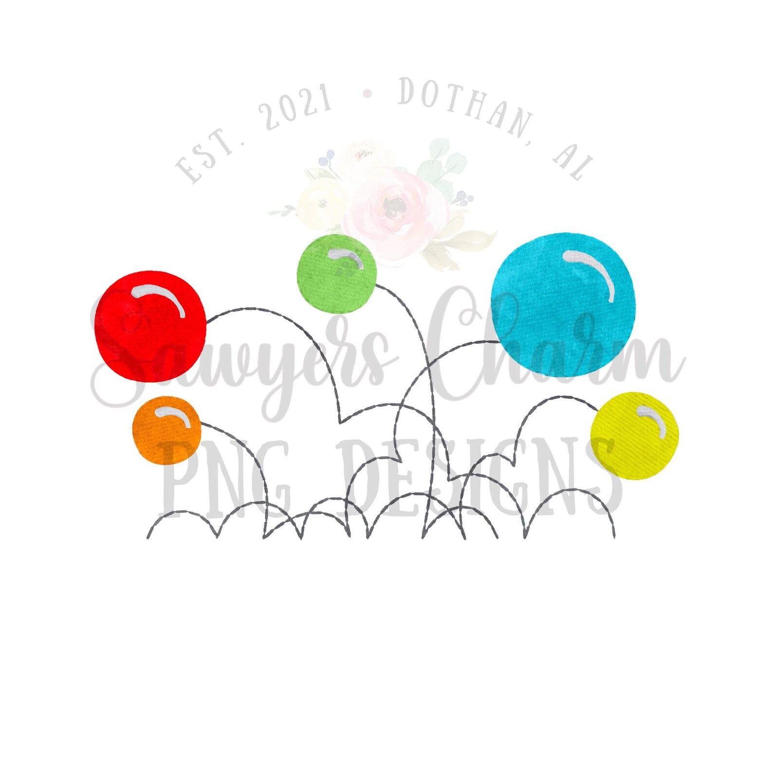 BUNDLE PNG Watercolor Bouncing Balls, Printable File, Sublimation Heat ...