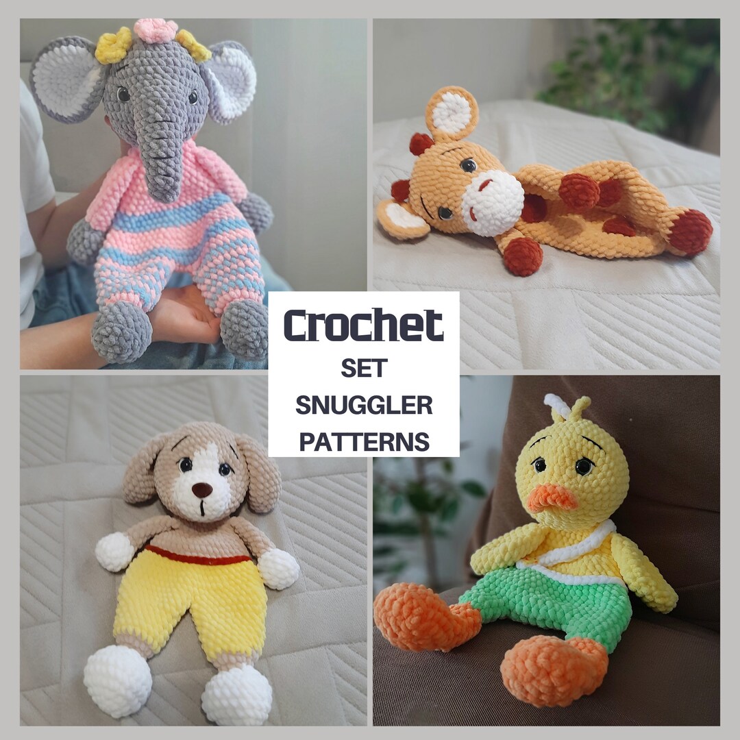 Crochet Plush Toy Patterns: Amigurumi Elephant, Puppy, Duck, Cow (PDF Pattern) - Etsy