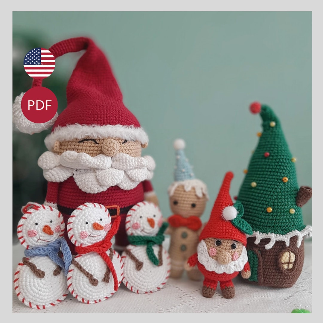 Christmas Amigurumi Crochet Pattern Set: Santa, Gnome, Snowman (PDF ...