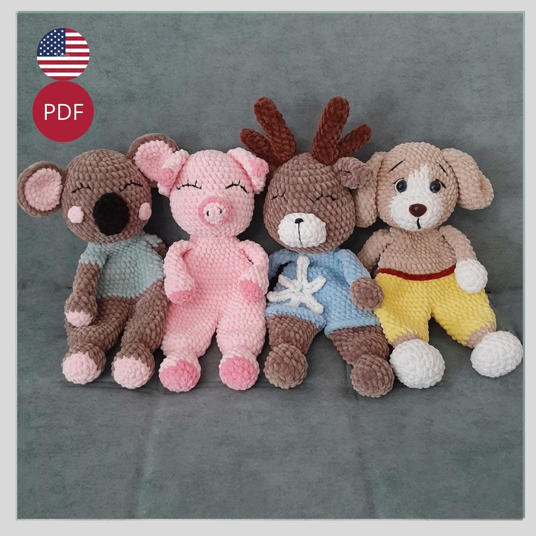 SET Crochet Patterns Amigurumi Plush Toys, Crochet Snuggler Pattern ...