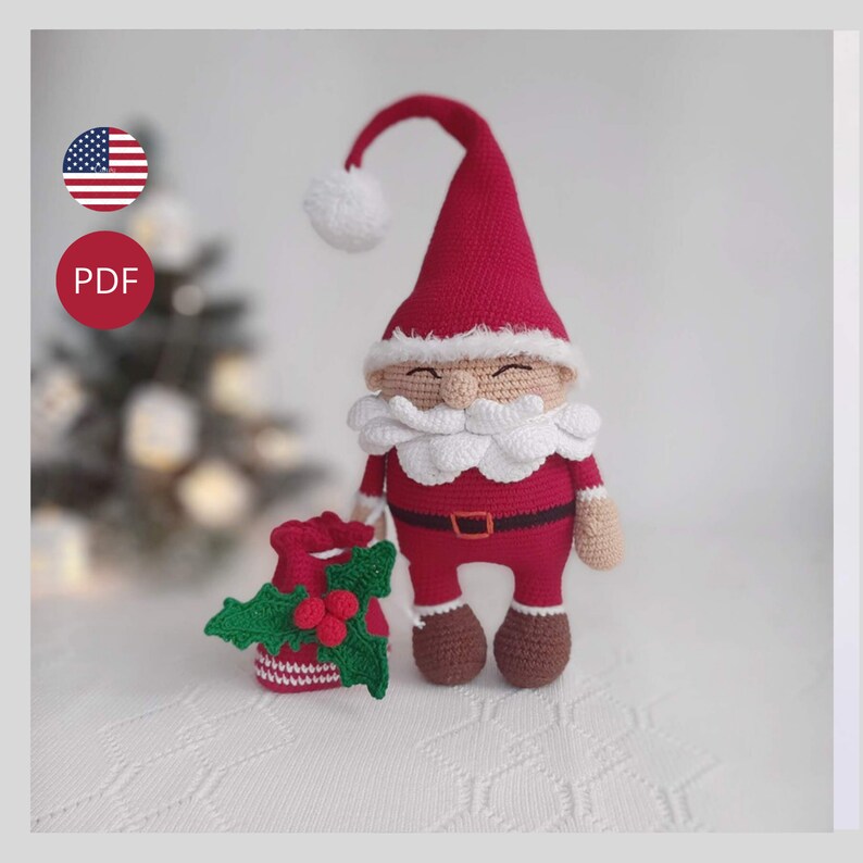 Christmas Crochet Pattern Santa, Amigurumi Crochet Pattern Toy (PDF ...