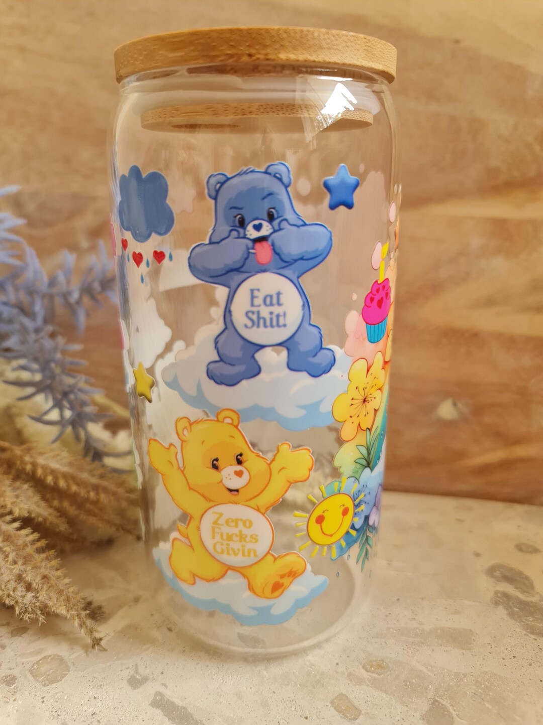 Rude Bears Glass Cup, Sweary Bears Glass Cup 16oz, Libbey Style Glass ...