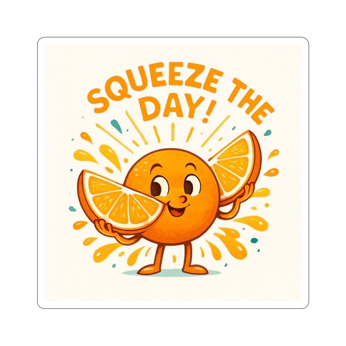 Squeeze the Day Orange Character Sticker | Kiss-cut Sticker - Etsy