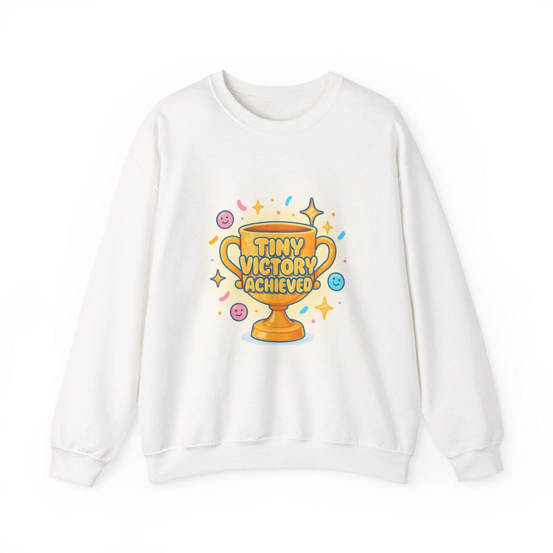 Tiny Victory Achieved Trophy Illustration Sweatshirt | Cute Achievement ...