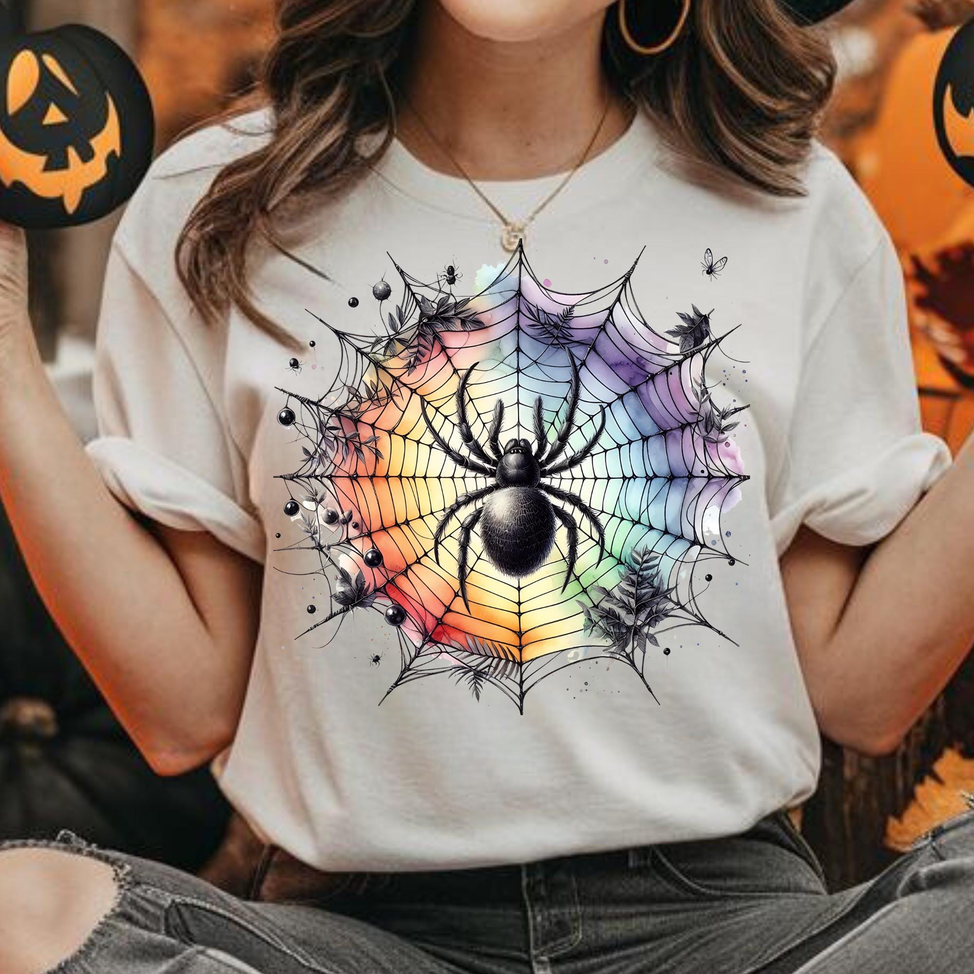 Halloween Spider Clipart: Watercolor Spiderweb SVG PNG (digital ...