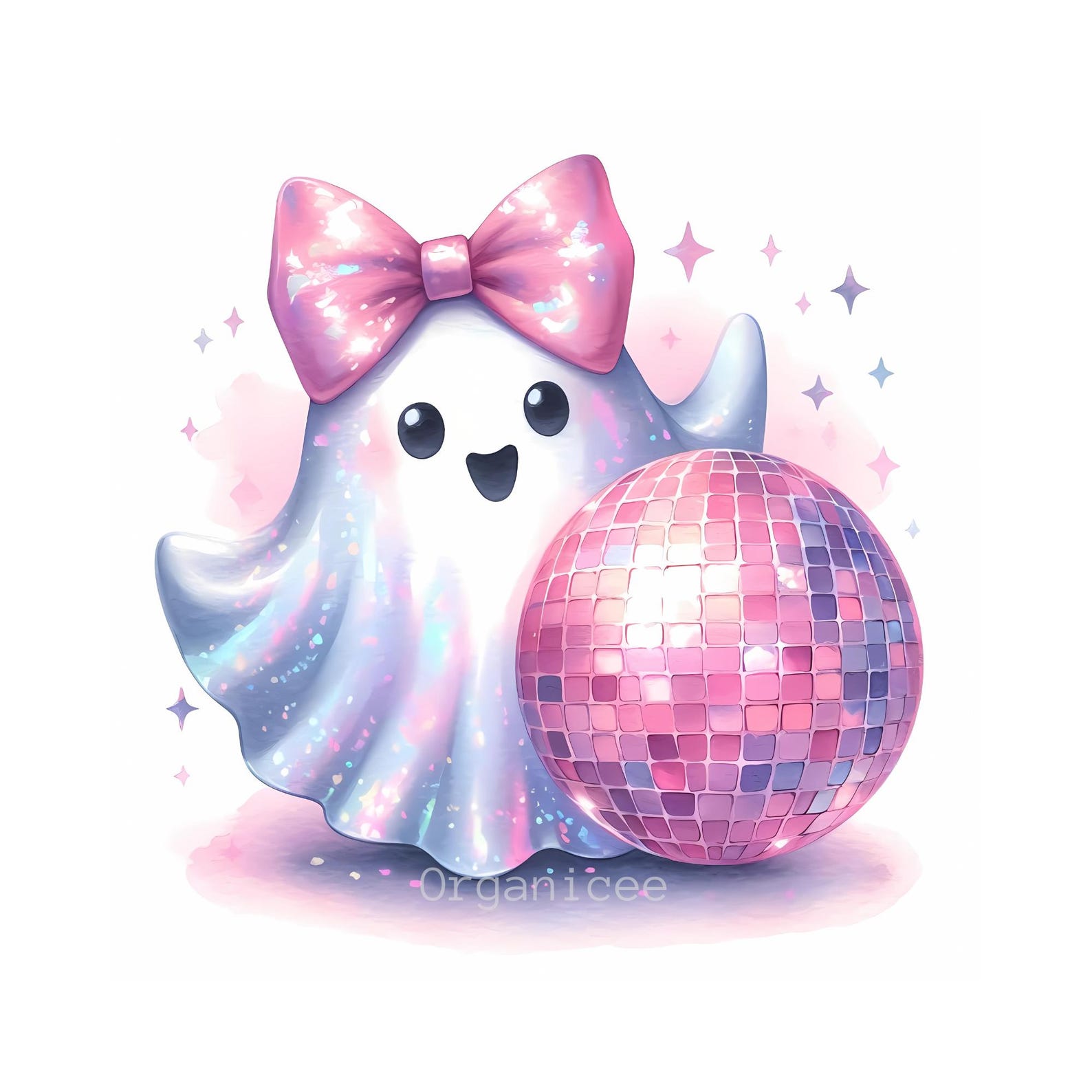 Pink Coquette Ghost Halloween Clipart Set With Disco Ball Dancing ...