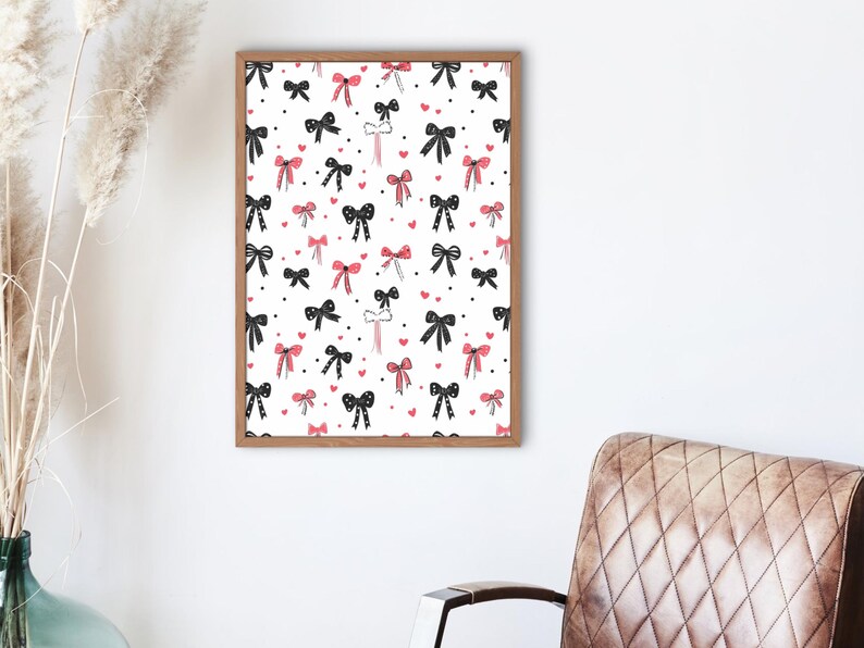 Red and Black Coquette Bow Heart Ribbon Seamless Pattern Love Girly ...