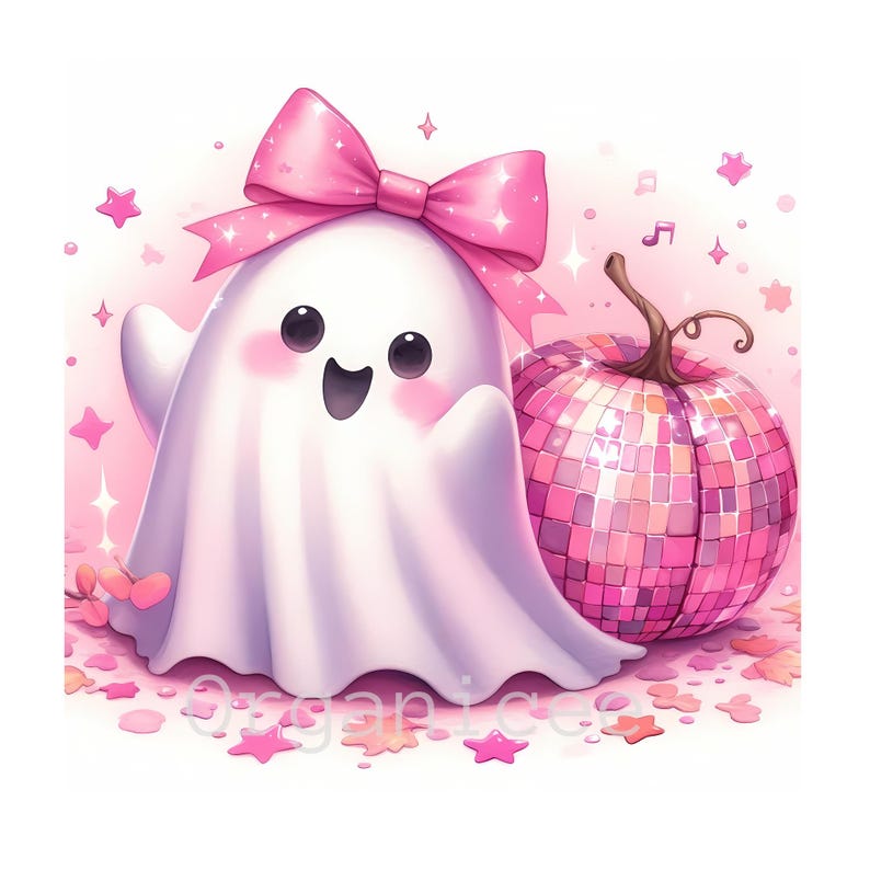 Pink Coquette Ghost Halloween: Disco Ball Pumpkin Jpegs (300 DPI) - Etsy