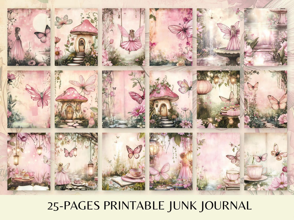Butterfly Fairies Printables Junk Journal Kit Page for Scrapbooking and ...