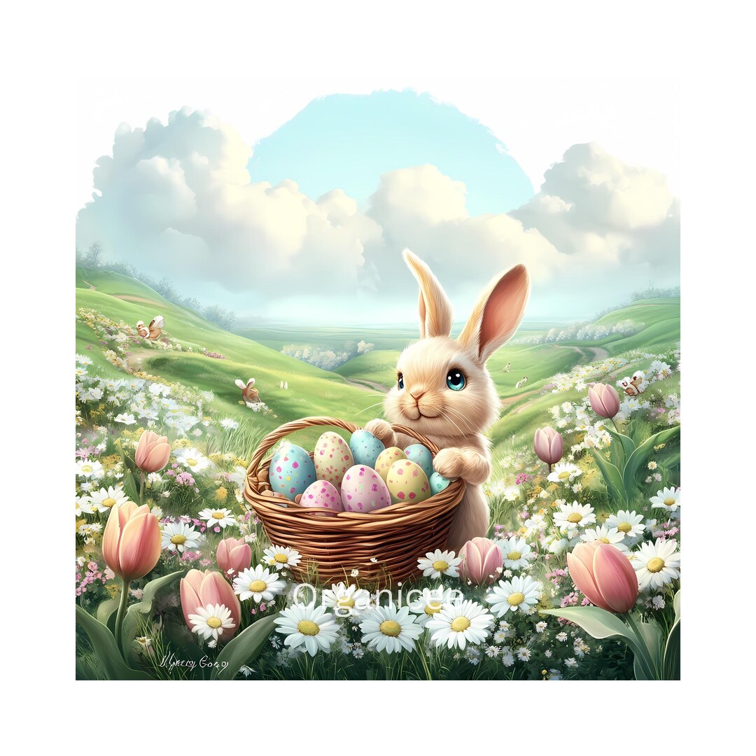 Spring Easter Bunny Scene Clipart Bundle 10 Sets High-quality 300 DPI ...