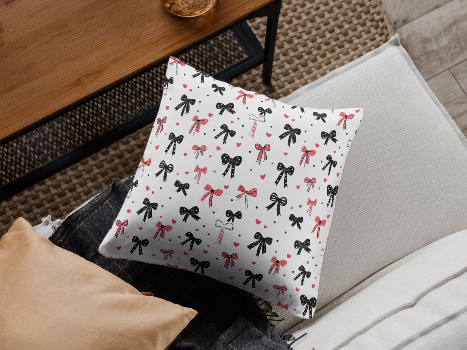 Red and Black Coquette Bow Heart Ribbon Seamless Pattern Love Girly ...