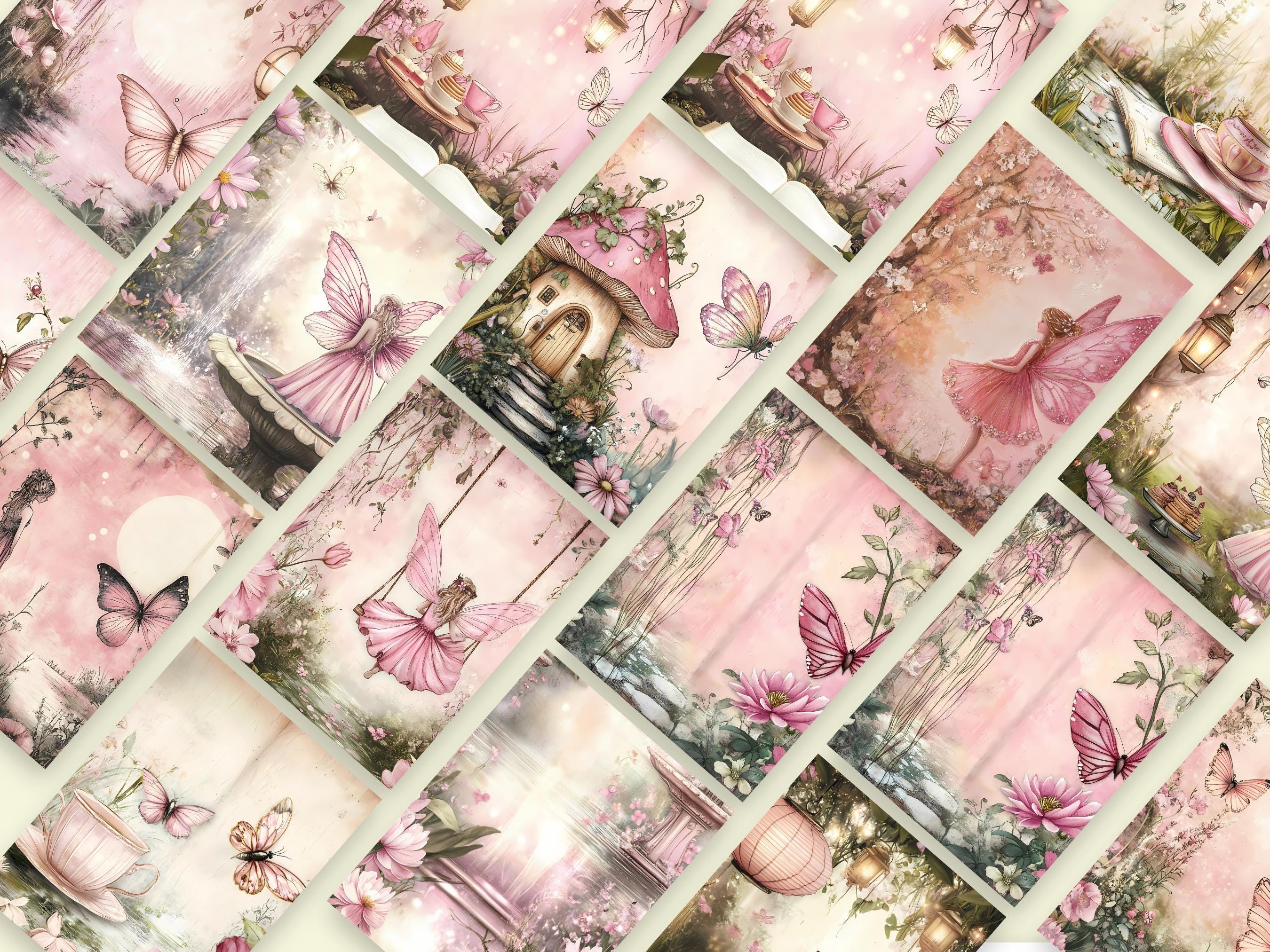 Butterfly Fairies Printables Junk Journal Kit Page for Scrapbooking and ...