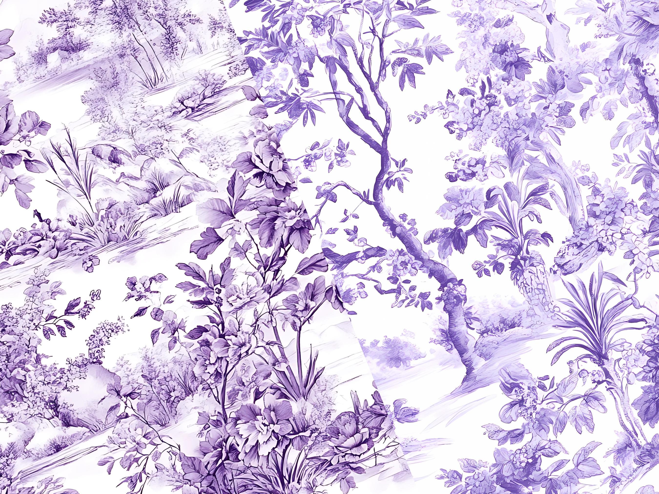 Vintage Purple Toile De Jouy Digital Paper: French Chinoiserie Pattern ...
