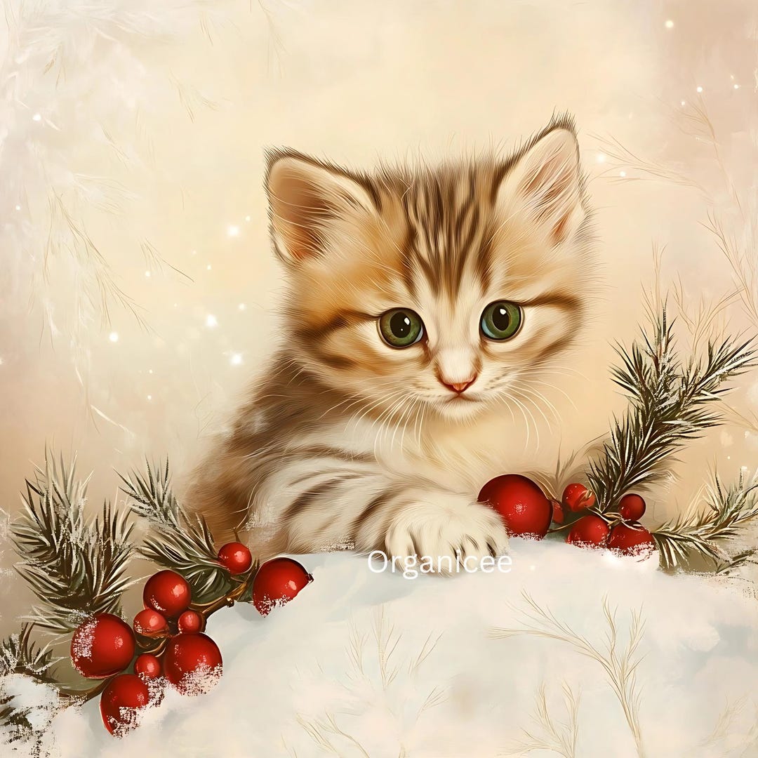 Cute Christmas Cat Clipart Set Holiday Festive Cats With Santa Hats and ...