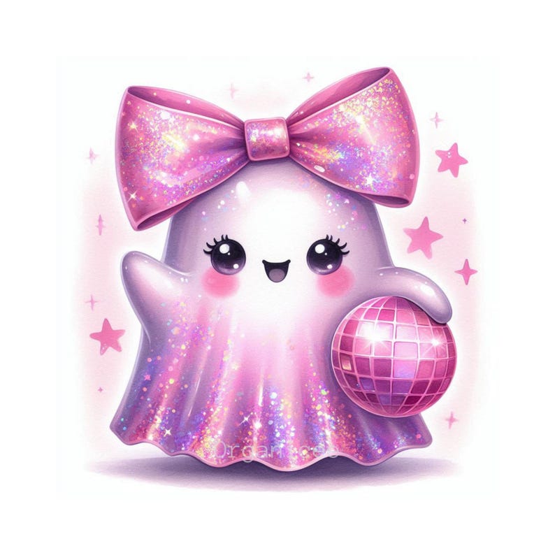 Pink Coquette Ghost Halloween Clipart Set With Disco Ball Dancing ...