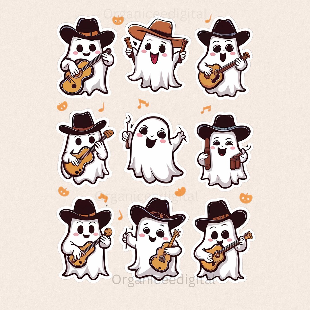 Halloween Cute Cowboy Ghost Png Cute Ghost Svg Halloween Party Sticker ...