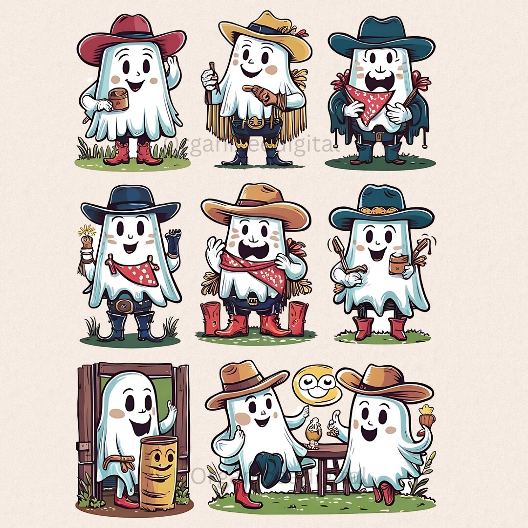 Halloween Svg Cute Cowboy Western Ghost Halloween Png Cowboy Ghost ...