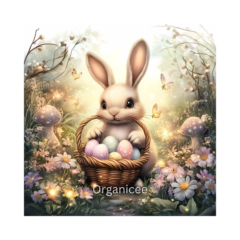 Spring Easter Bunny Scene Clipart Bundle 10 Sets High-quality 300 DPI ...