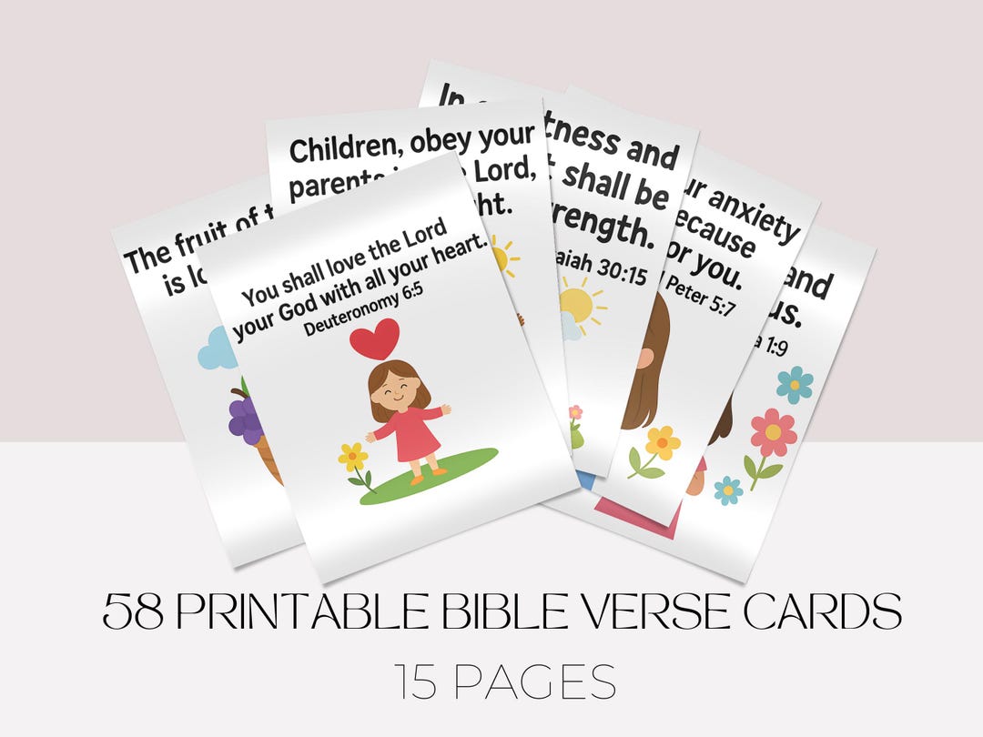 Printable Bible Verse Cards for Kids Christian Scripture Flashcards ...