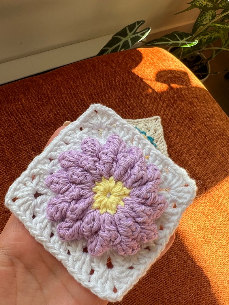 2 Patterns in 1 Purchase | Crochet 3D Popcorn Flower Granny Squares - Etsy