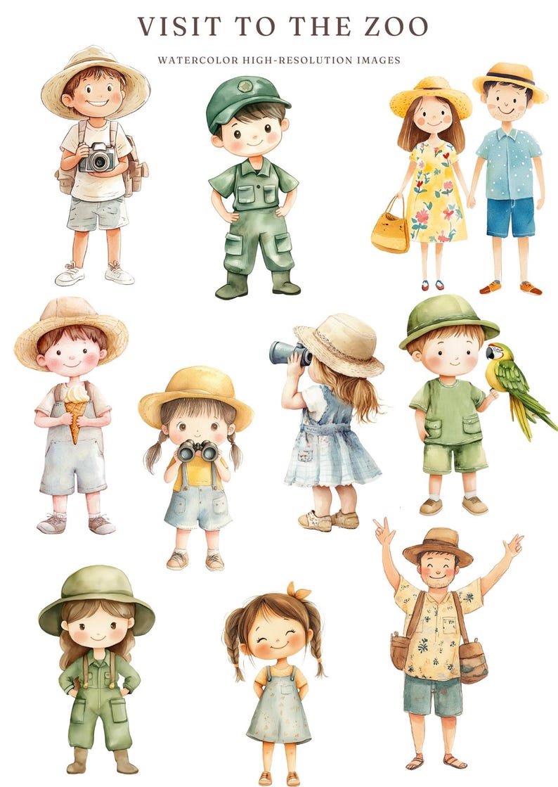 Watercolor Zoo Animals Clipart: Safari Animal Illustrations (PNG ...