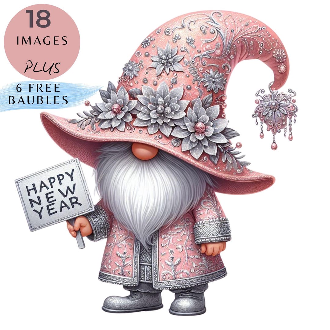 Happy New Year Gnomes Clipart - New Year Graphics -new Year's Gnome ...