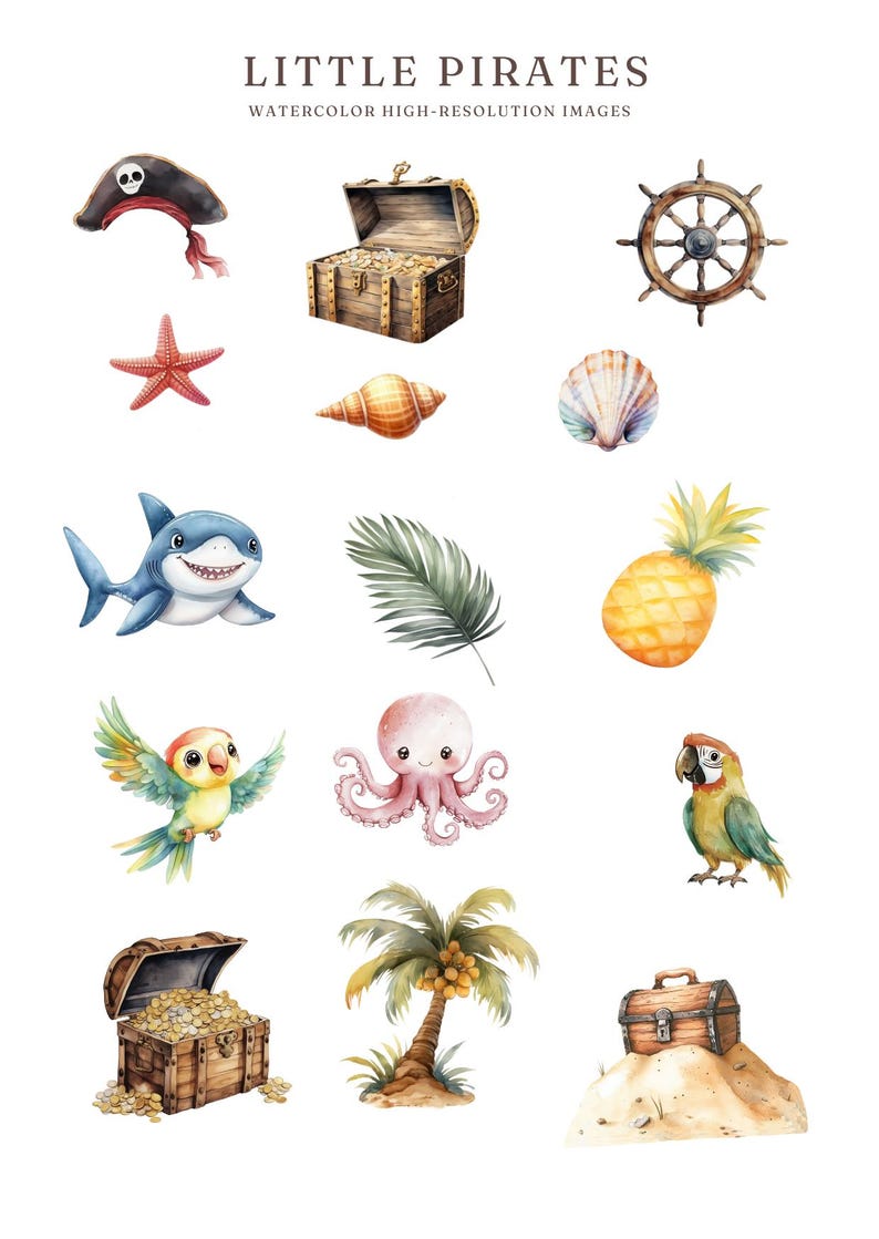 Little Pirates Watercolor Clipart - Pirate Illustrations - Cute Pirate ...
