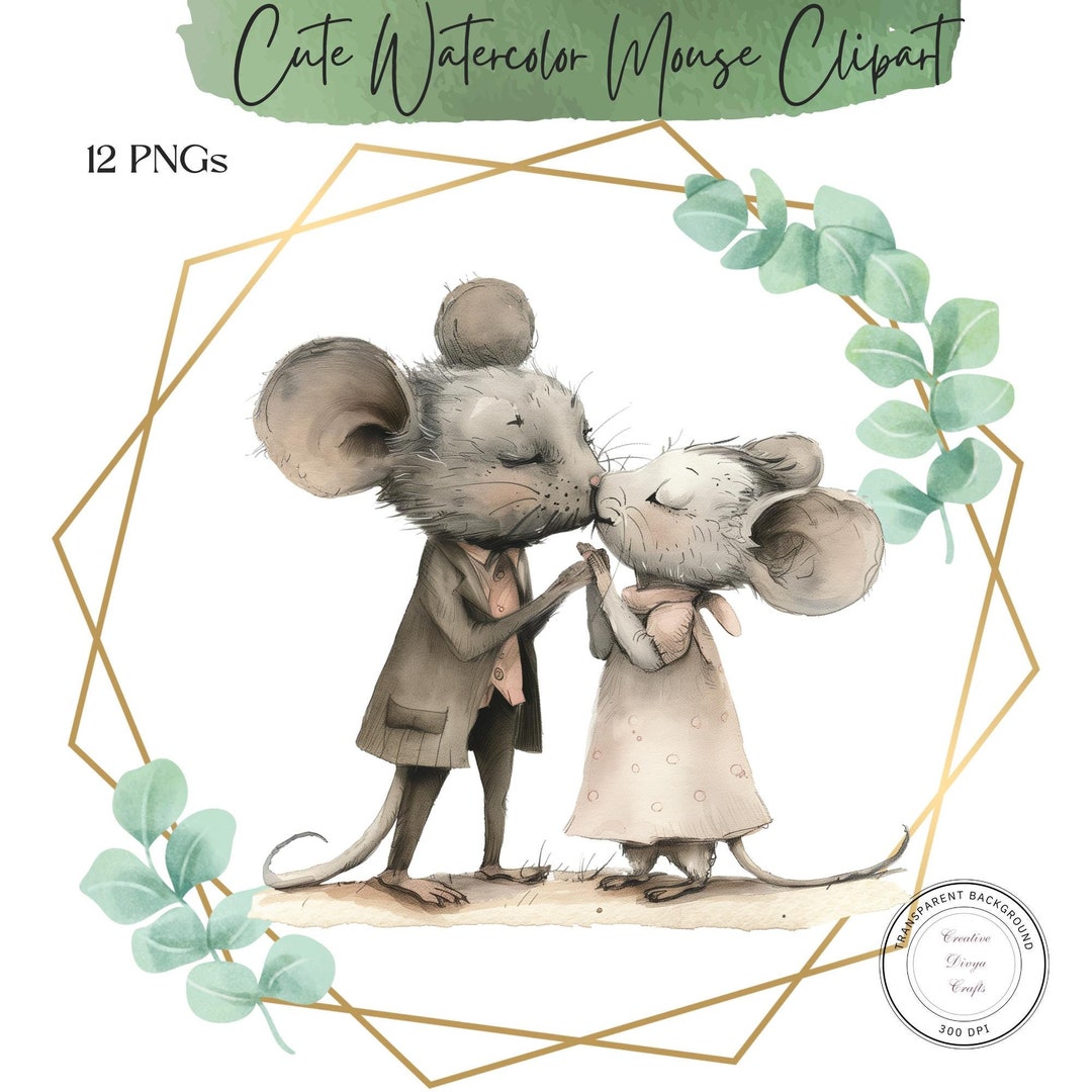 Cute Mouse Watercolor Clipart / Funny Mice Clip Art / Quirky Mouse ...