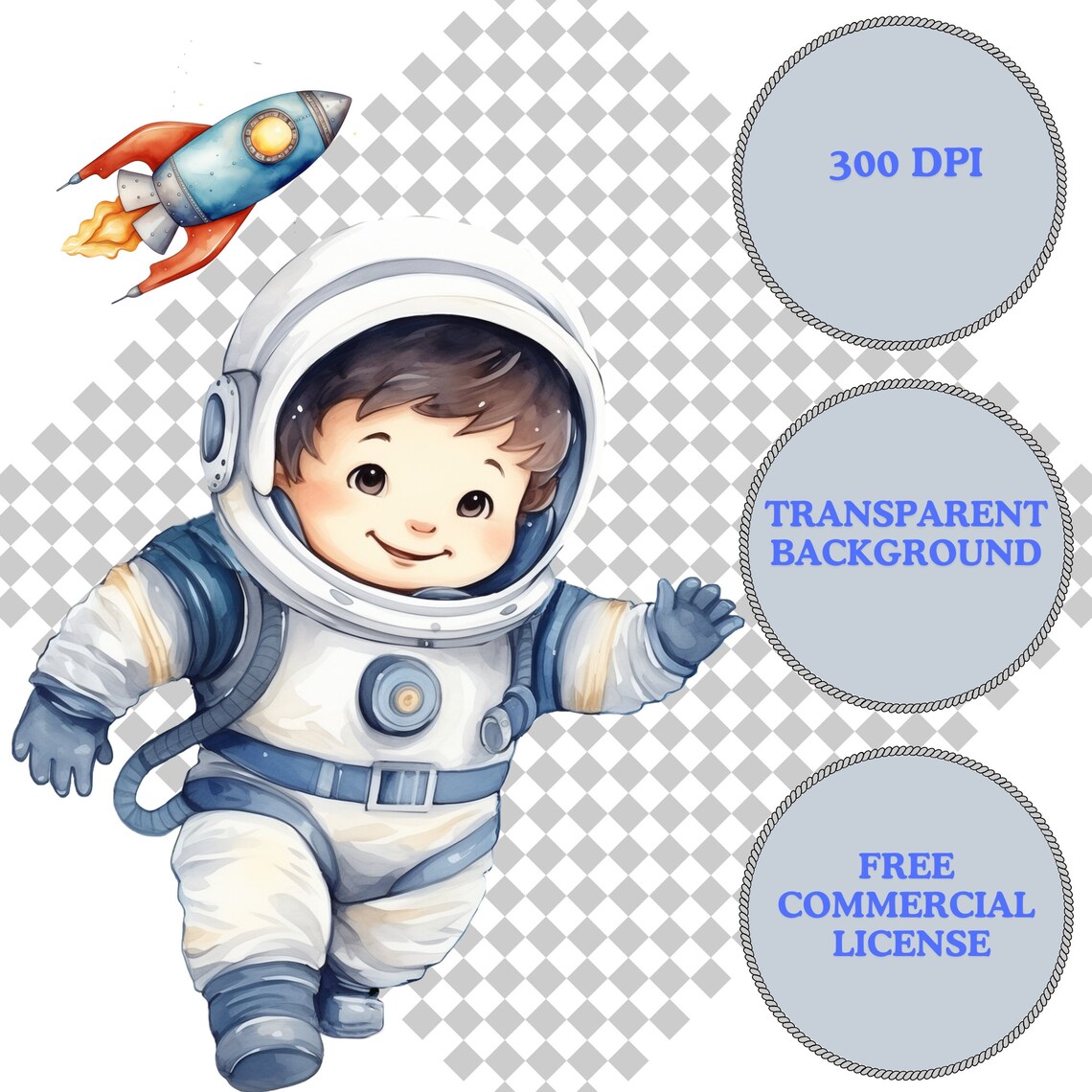 Watercolor Astronaut Boy Clipart, Outer Space Astronaut Image, Space ...