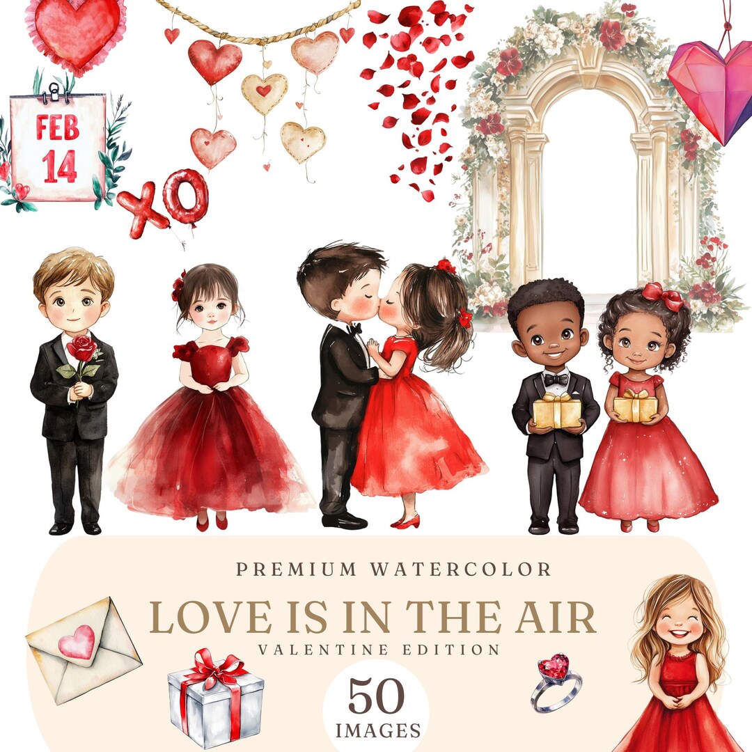 Cute Valentine Watercolor Clipart - Valentine Graphics - Boho Valentine ...