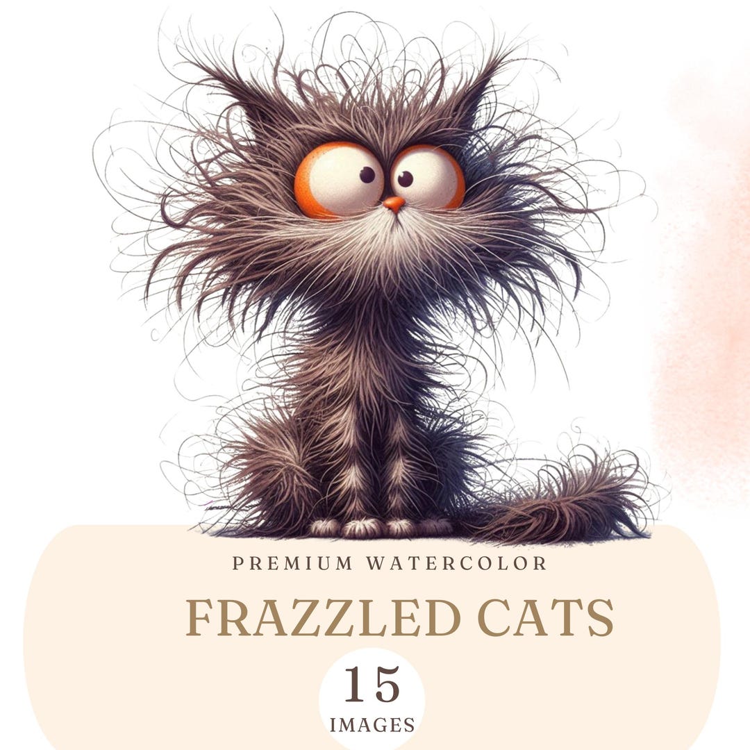 Cute Crazy Cats Clipart - Funny Quirky Cats PNG - Frazzled Cat Clip Art ...