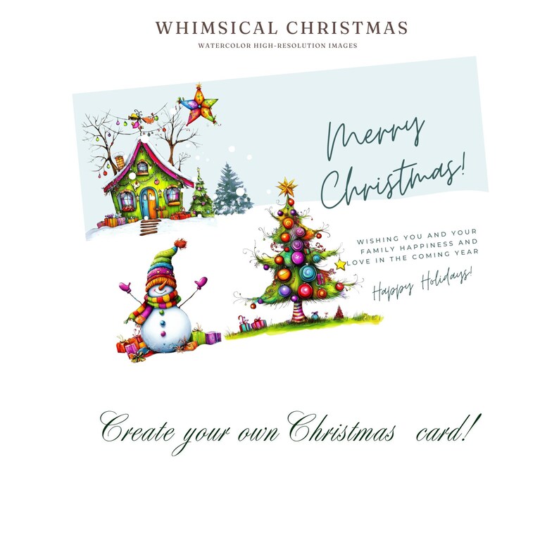 Watercolor Whimsical Christmas Clipart - Boho Christmas Digital Design ...