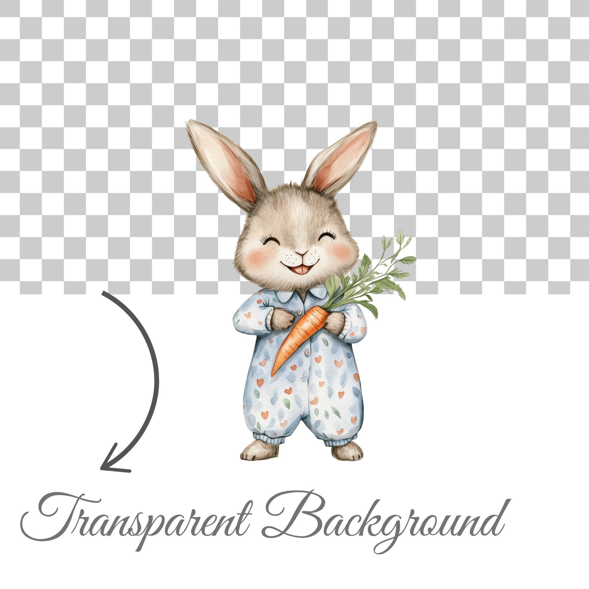 Happy Easter Bunny Rabbit Clipart - Watercolor Easter Images - Spring ...