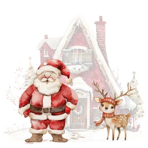 Cute Christmas Clipart Bundle - Watercolor Christmas Images - Christmas ...