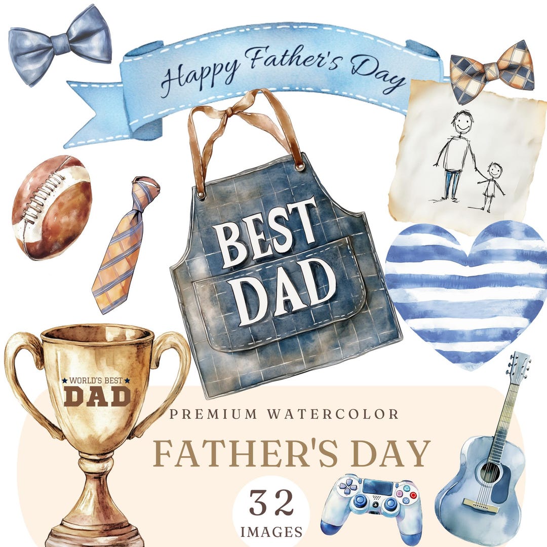Watercolor Fathers Day Clipart - Dad Clip Art - Father's Day Digital ...