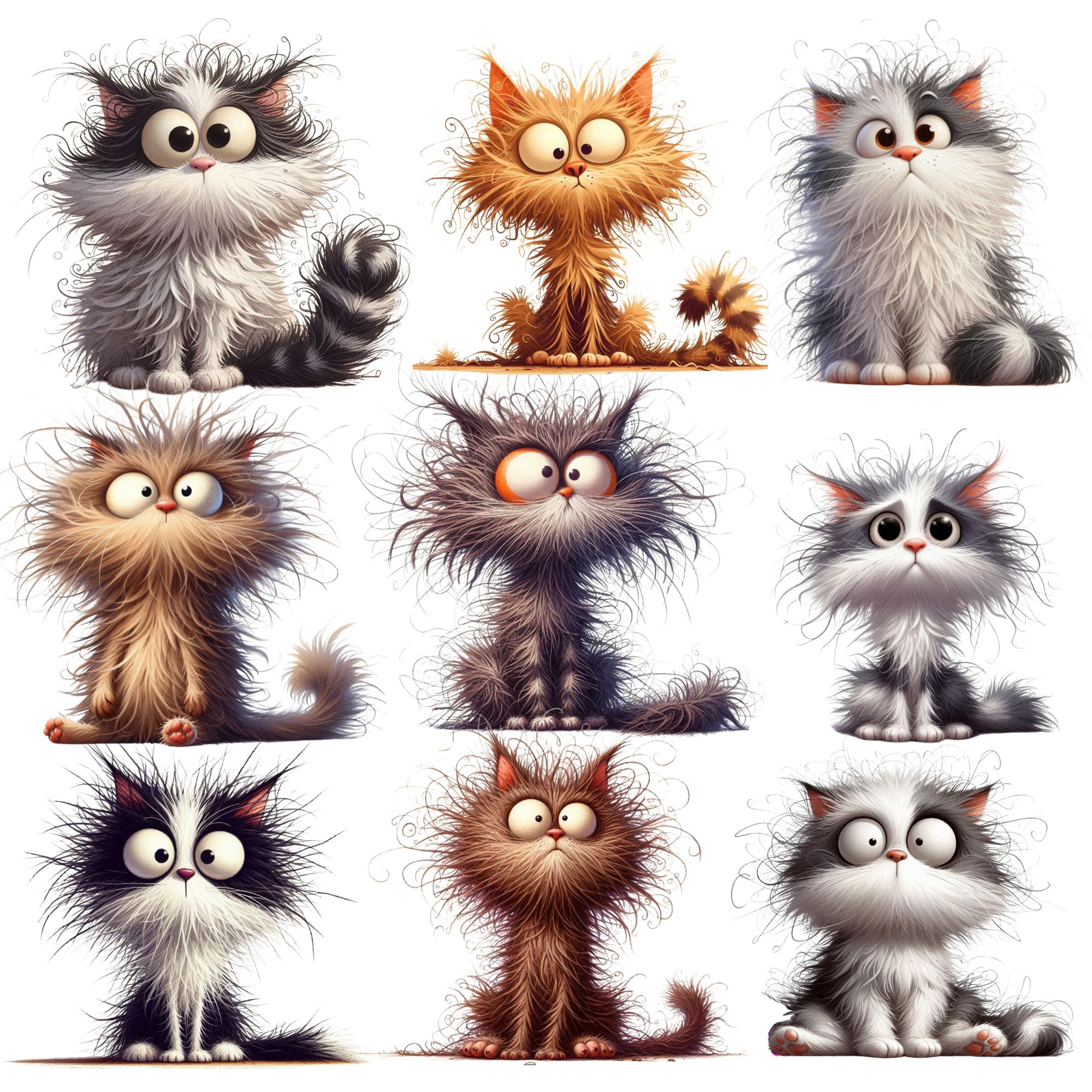 Cute Crazy Cats Clipart - Funny Quirky Cats PNG - Frazzled Cat Clip Art ...