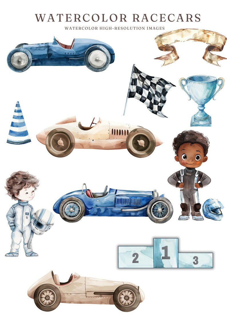 Watercolor Racecars Clipart, Little Racer Clip Art Images, Formula One ...