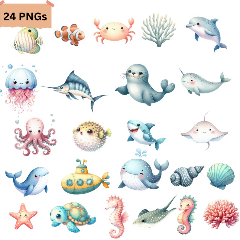 Watercolor Under the Sea Clipart, Undersea Images , Underwater Clip Art ...