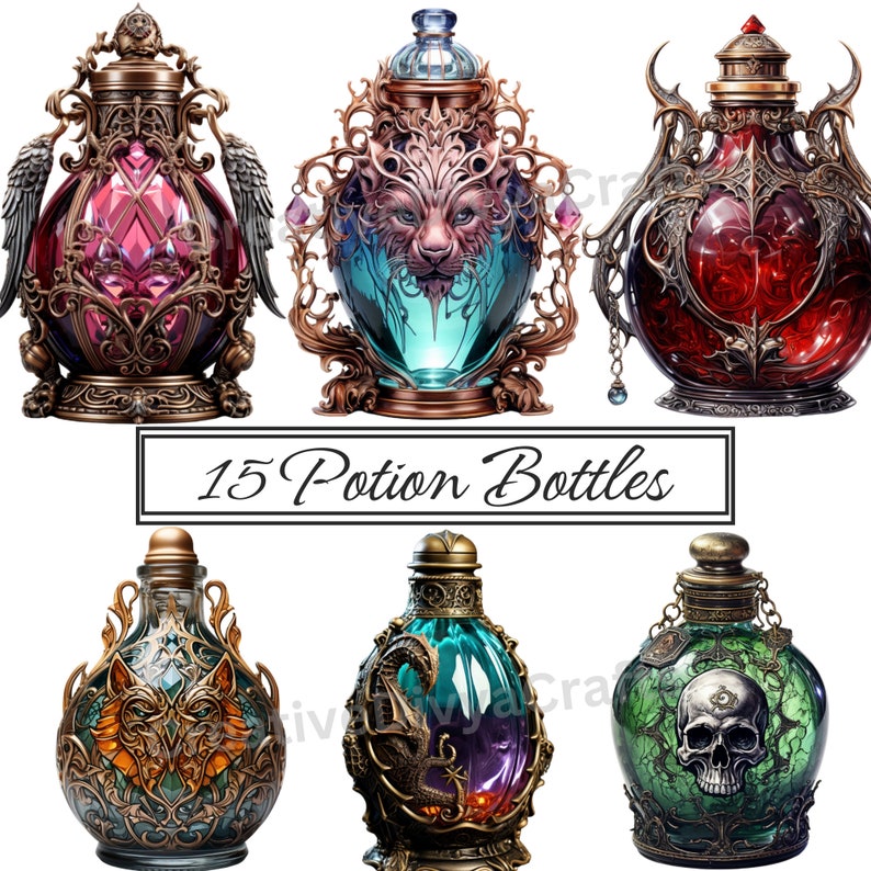 Magic Potion Bottle Clipart, Halloween Png, Gothic Apothecary Potion Clip Art, Dark Potion ...