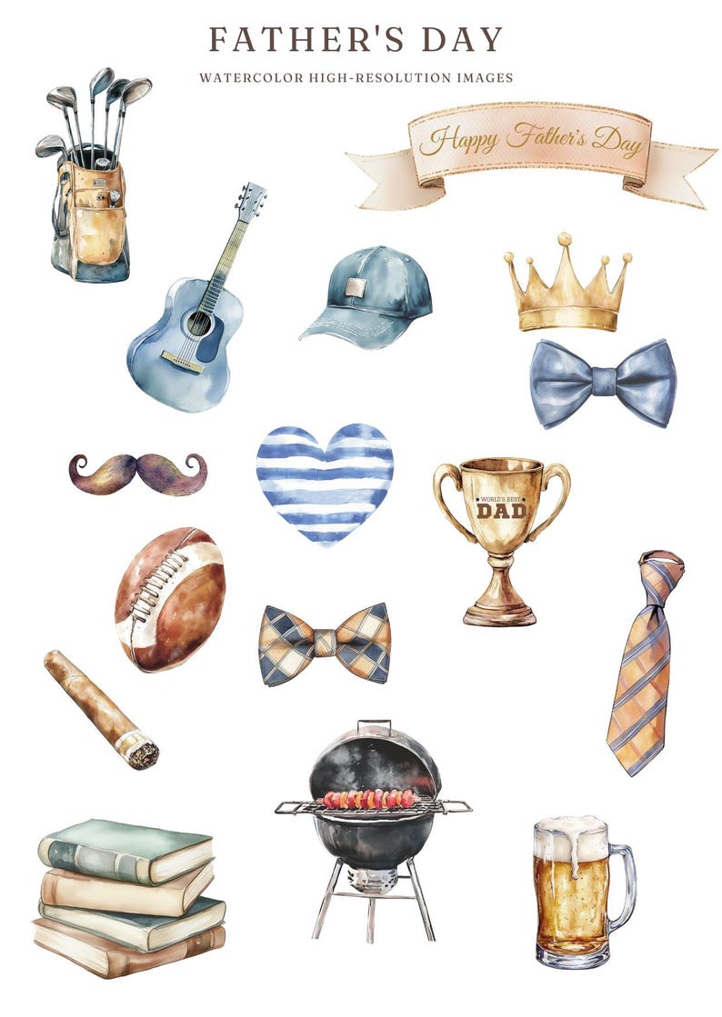 Watercolor Fathers Day Clipart - Dad Clip Art - Father's Day Digital ...
