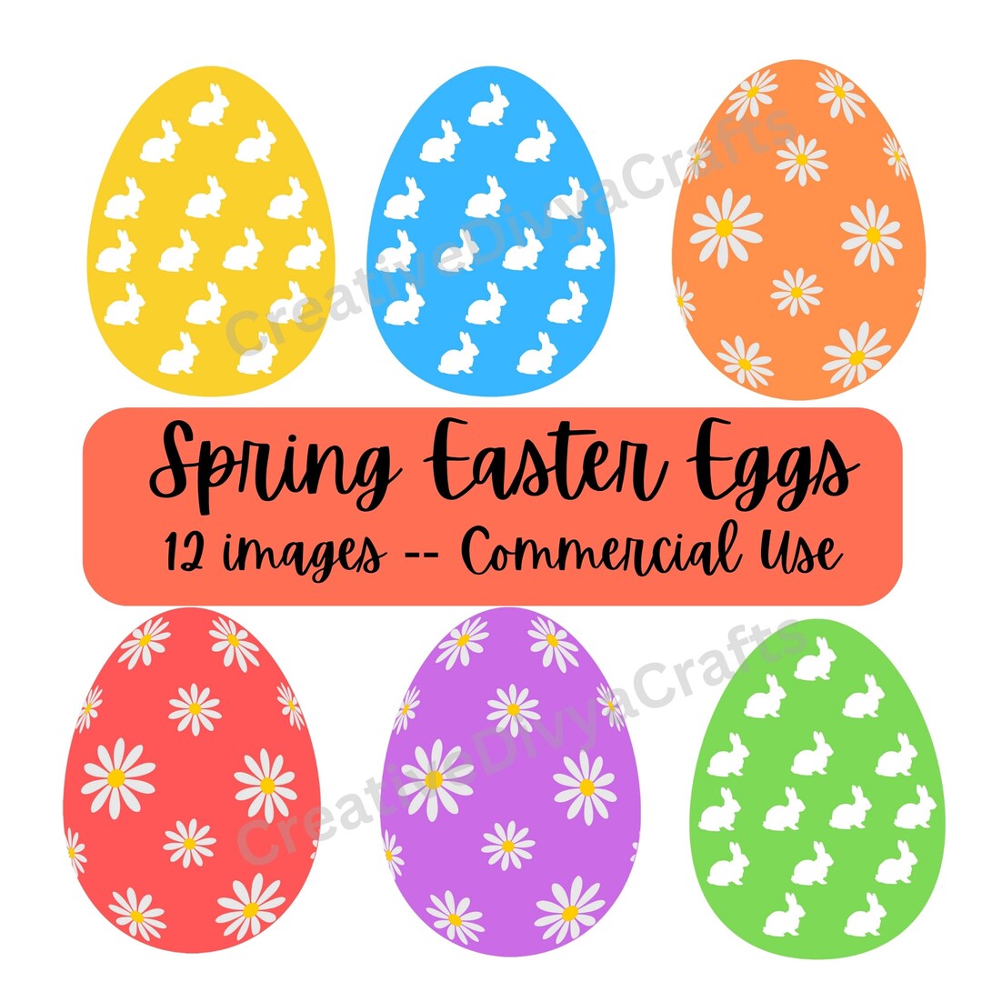 Cute Eggs Clipart, Easter Egg Clipart, Easter Egg Bunny Png, Colorful ...