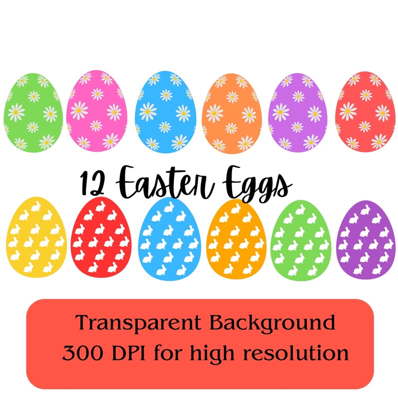 Cute Eggs Clipart, Easter Egg Clipart, Easter Egg Bunny Png, Colorful ...