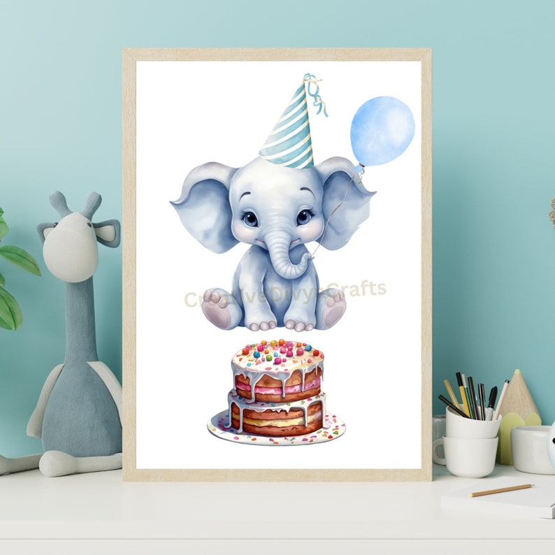 Baby Elephant Clipart / Watercolor Little Animal Clipart/ Cartoon ...