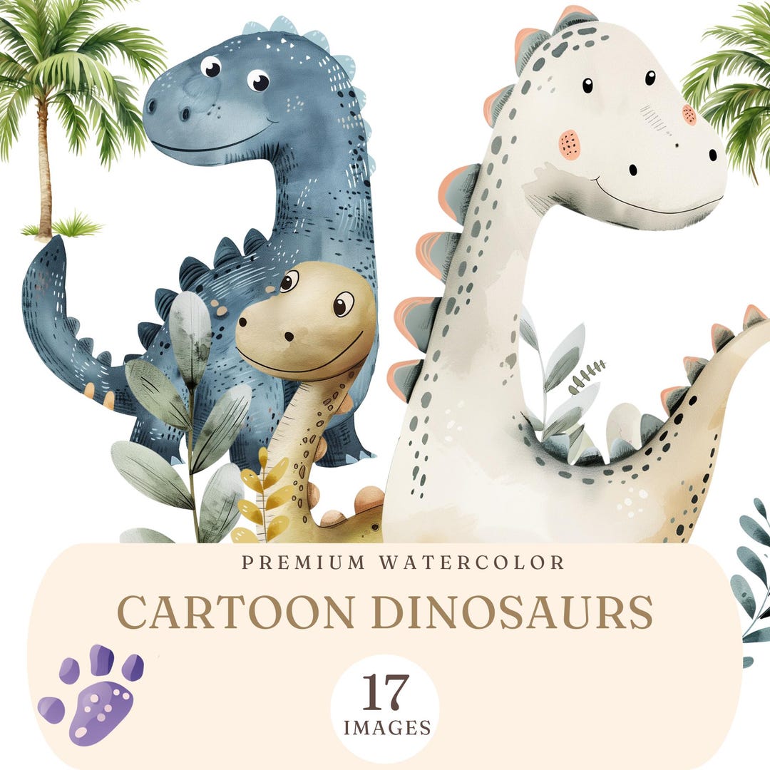 Cute Cartoon Dinosaur Clipart, Dinosaur Kids Nursery - Boho Dinosaur ...