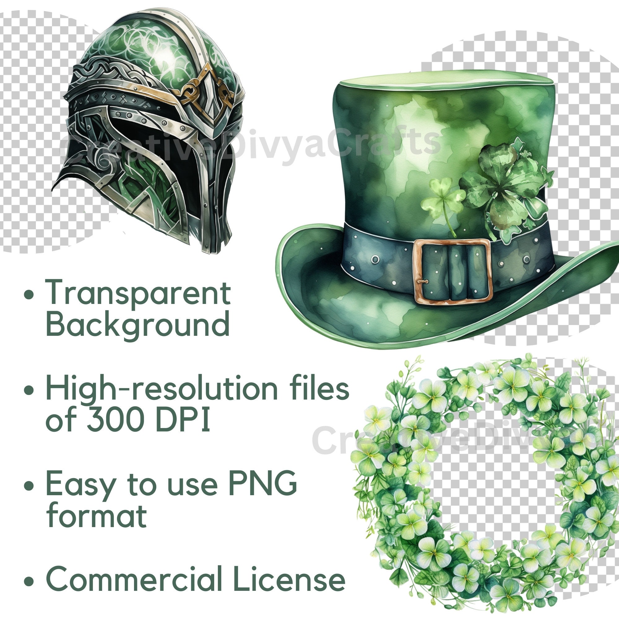 Watercolor St Patrick's Day Clipart, Stpatrick's Day Clip Art, Shamrock ...