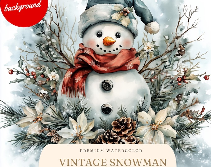 10 PNG Vintage Snowman Clipart – Christmas PNG With Ornaments – Retro ...