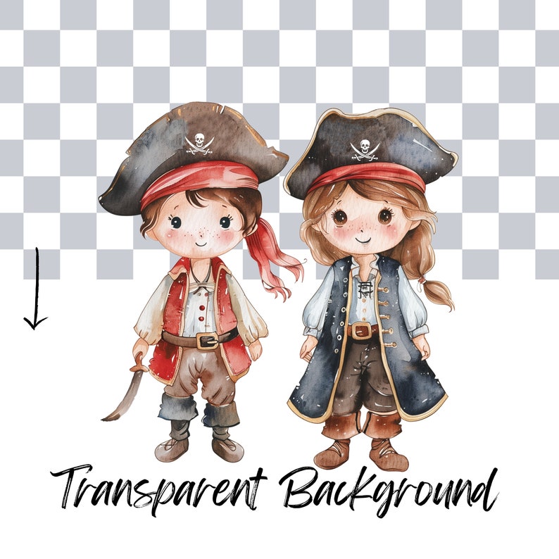 Little Pirates Watercolor Clipart - Pirate Illustrations - Cute Pirate ...
